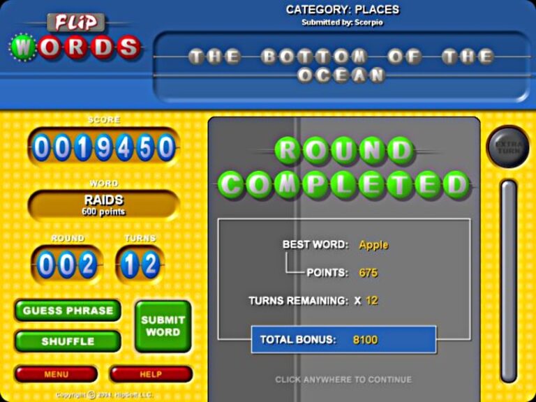 Flip Words - Solve phrases by creating words in this engaging game